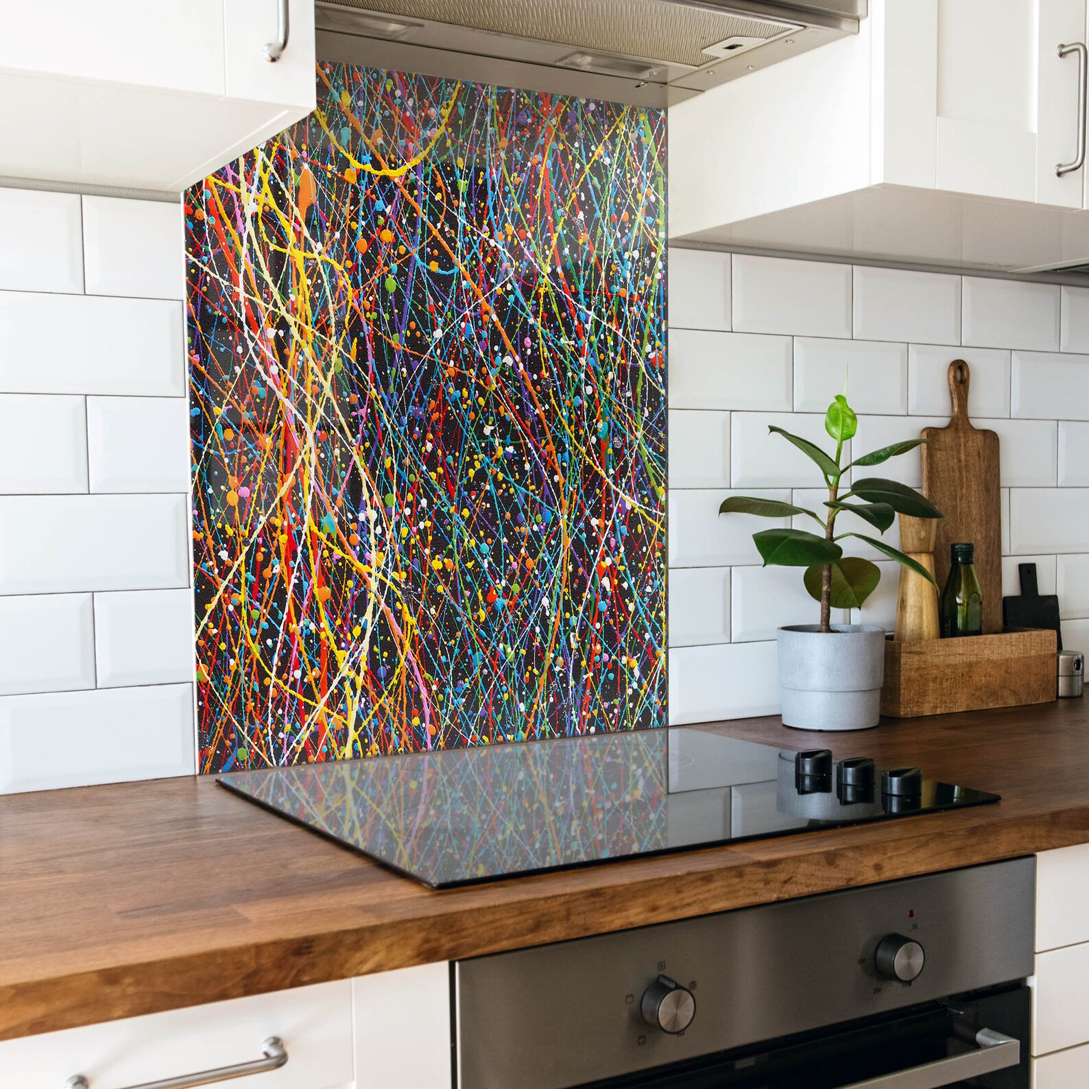 Multicolour Abstract Splashback Heat Resistant 6mm Toughened Glass ...