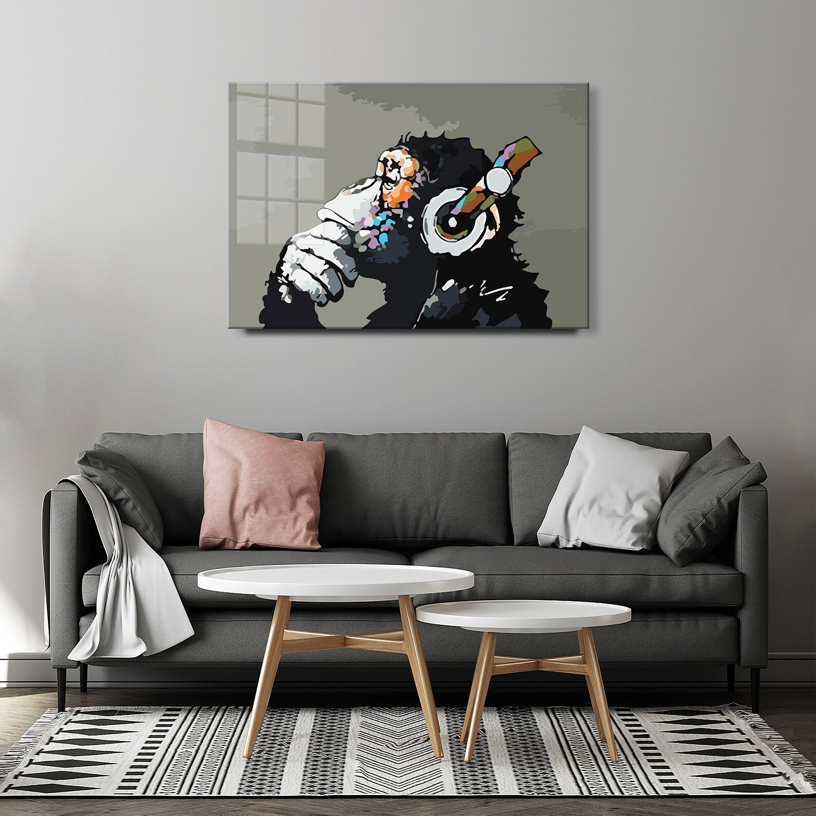 Graffiti Chimp Glass Wall Art, HD Digital Print on Glass Poster Wall ...