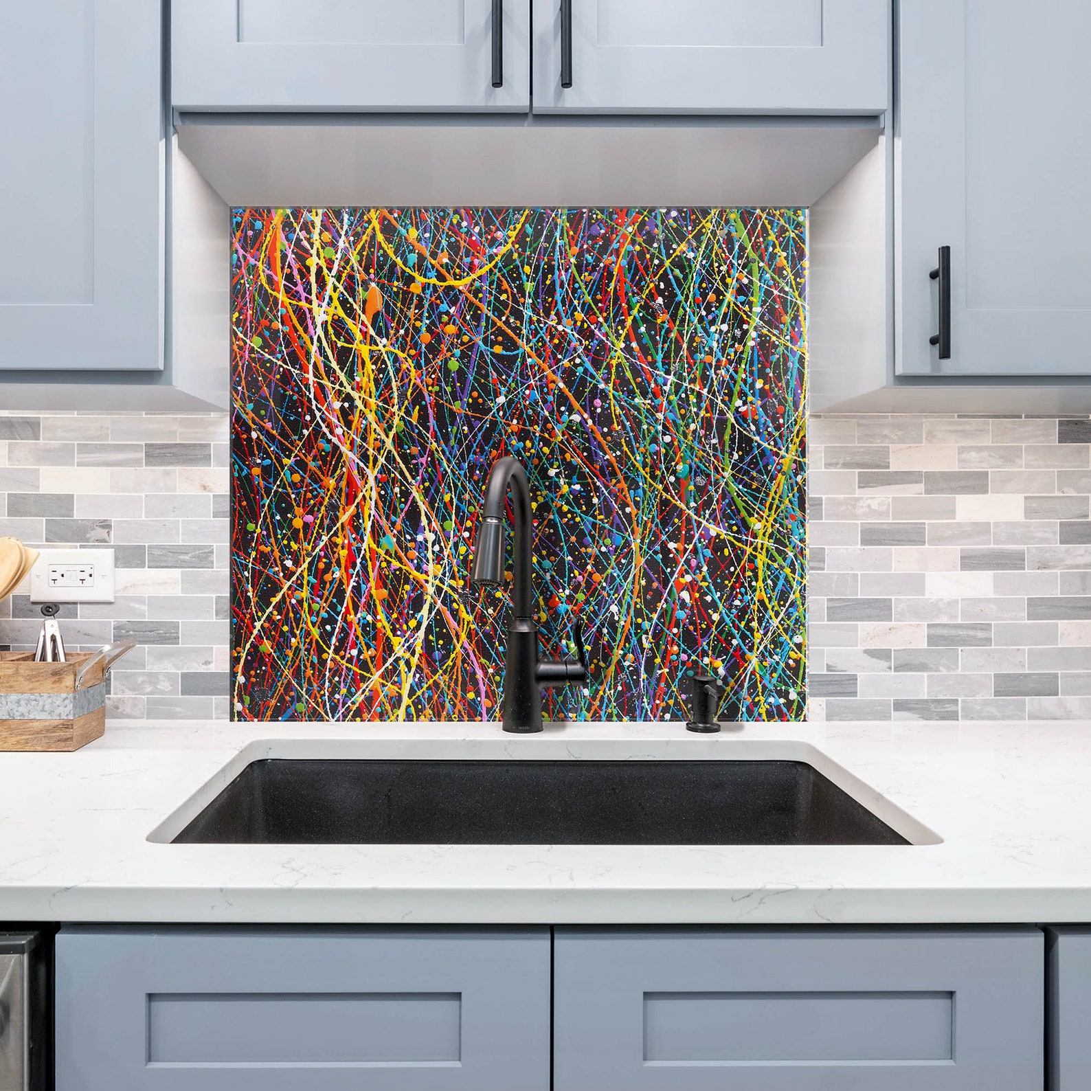 Multicolour Abstract Splashback Heat Resistant 6mm Toughened Glass ...