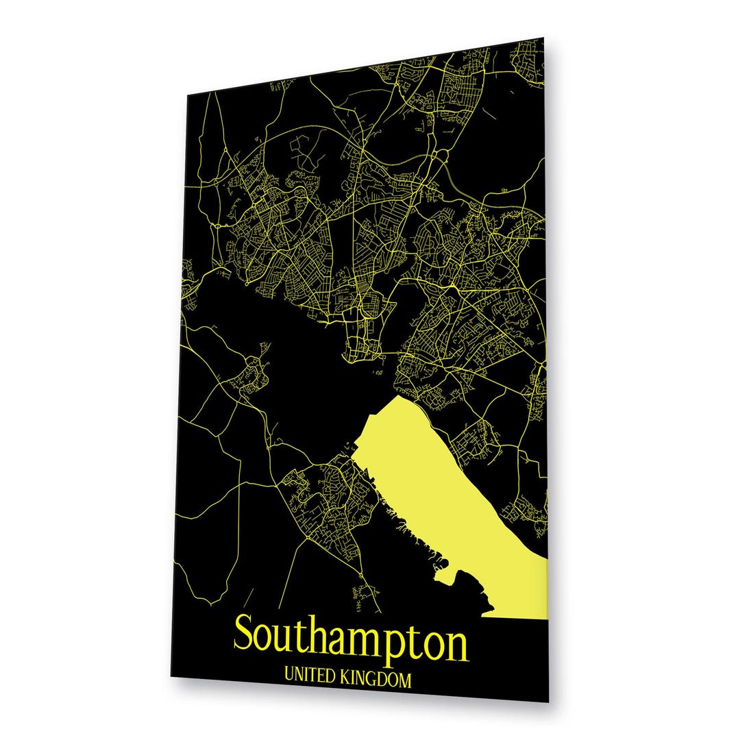 Southampton Street Map Black Yellow Glass Wall Art, HD Digital Print on ...