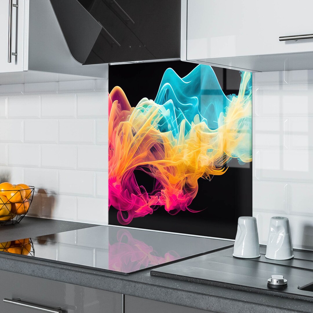 Colour Smoke Kitchen Glass Splashback Heat Resistant 6mm Toughened ...