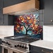 Abstract Tree Kitchen Glass Splashback - Heat Resistant 6mm Toughened Glass Printed Backsplash ...