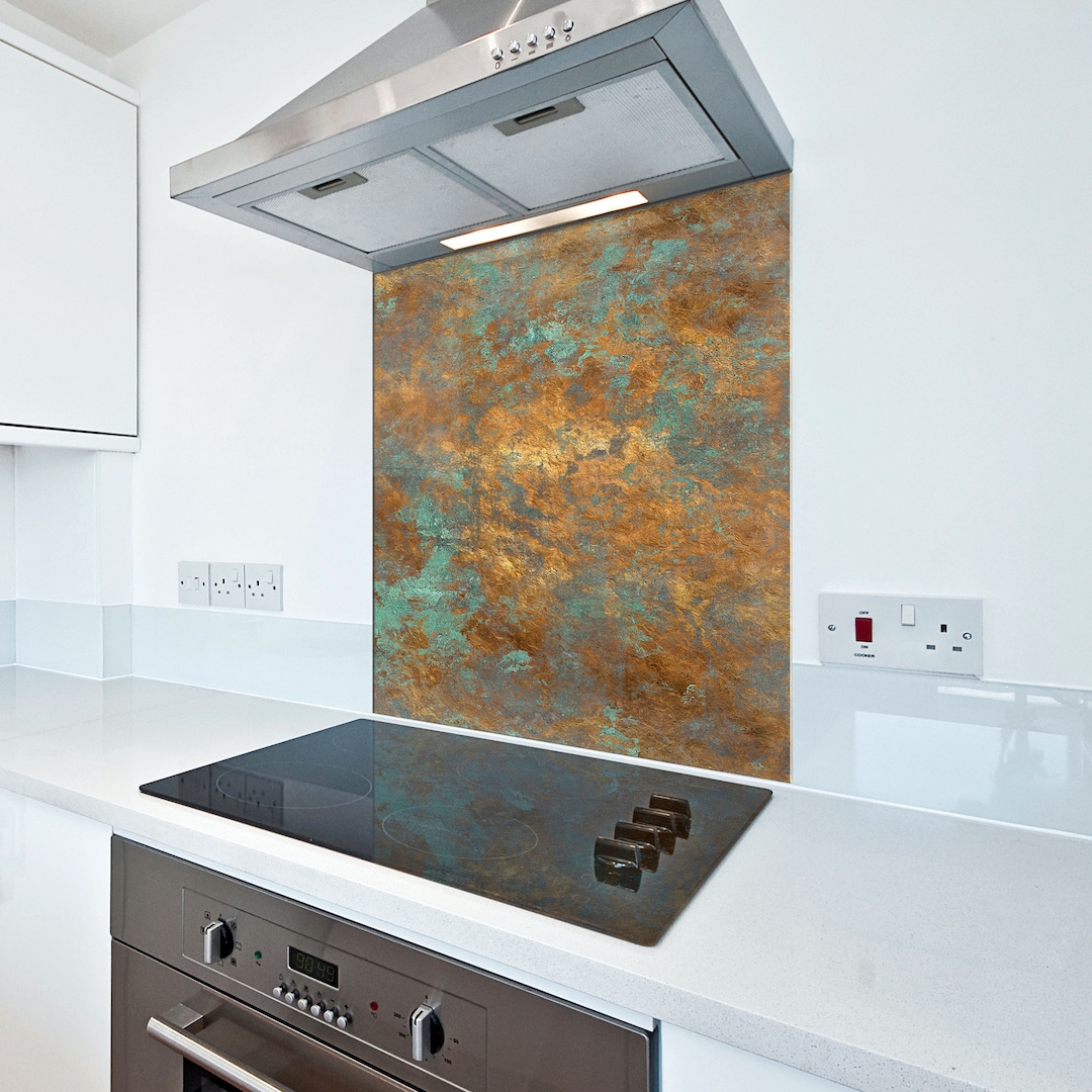 Copper Marble Glass Kitchen Splashback – Heat Resistant, Toughened ...