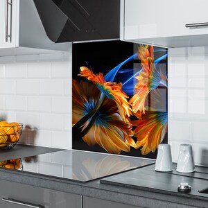 Neon Flowers Kitchen Glass Splashback - Heat Resistant 6mm Toughened ...