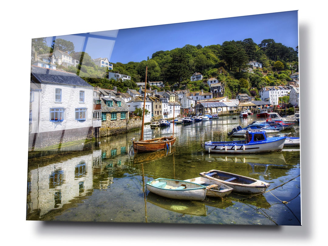 Port Polperro Cornwall Glass Wall Art, HD Digital Print on Glass Poster ...