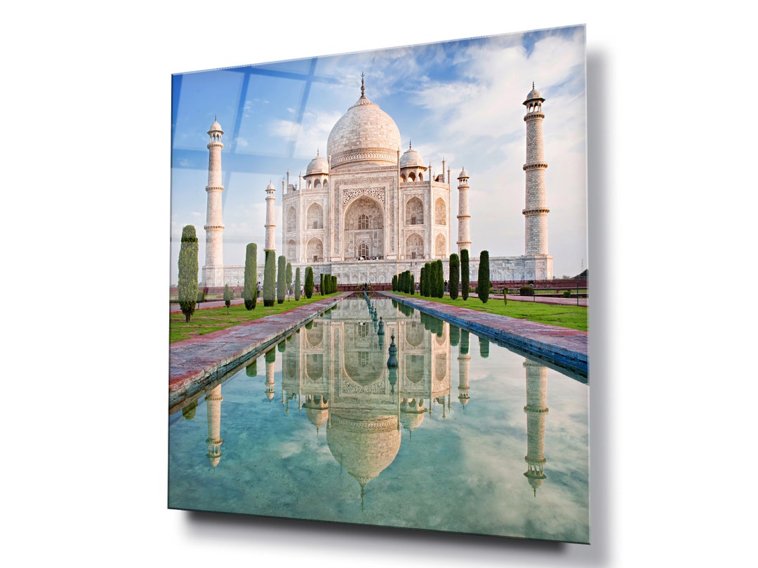 Beautiful Taj Mahal Glass Wall Art, HD Digital Print on Glass Poster ...