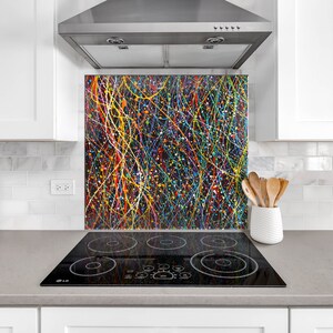 Multicolour Abstract Splashback Heat Resistant 6mm Toughened Glass ...