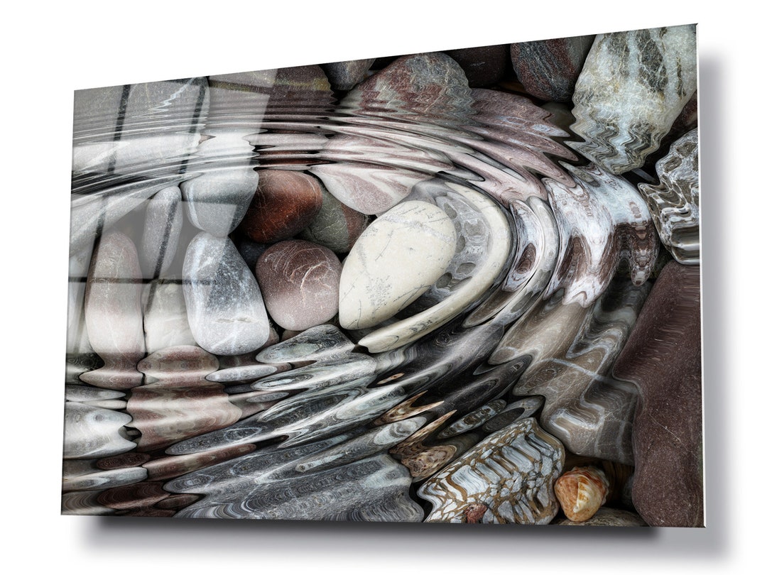 Stone Pebbles Glass Wall Art, HD Digital Print on Glass Poster Wall ...