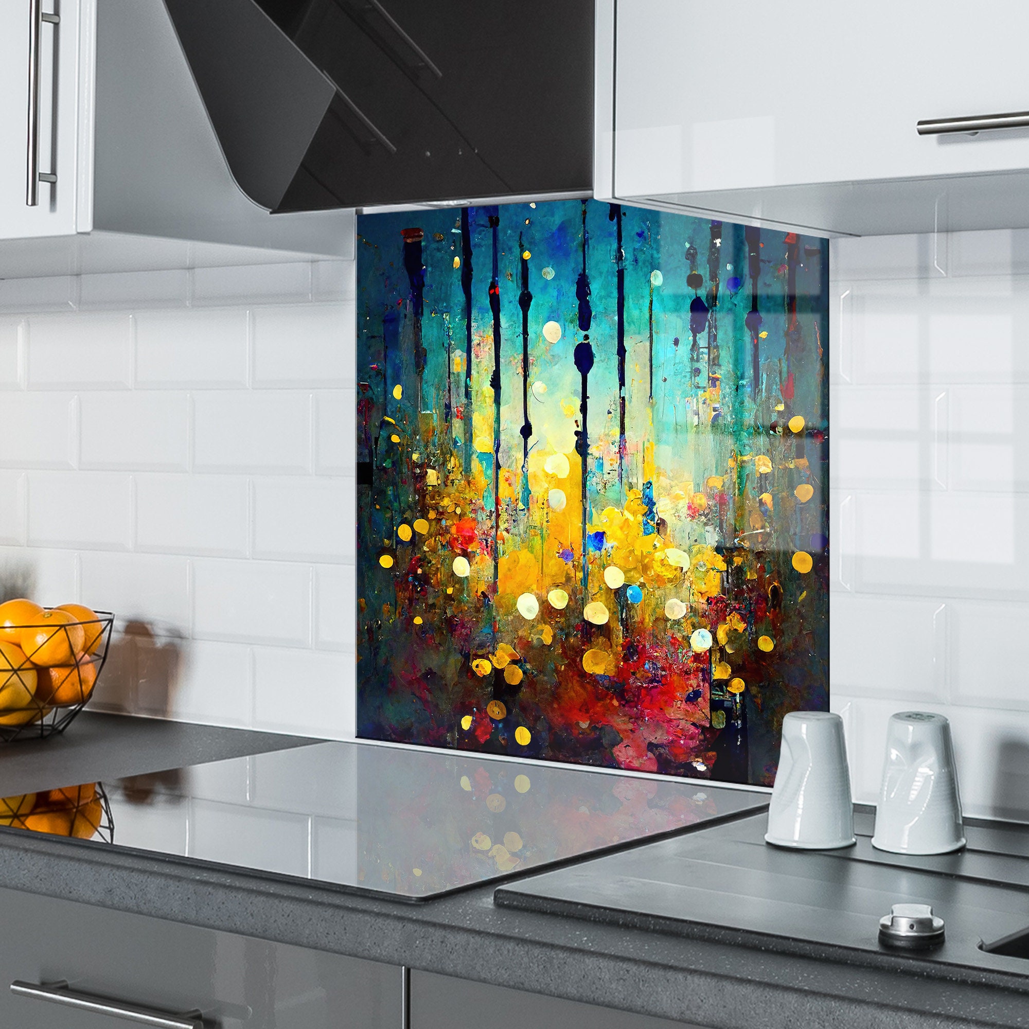Abstract Oil Painting Glass Kitchen Splashback – Heat Resistant Cooker ...