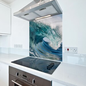 Ocean Wave Kitchen Glass Splashback - Heat Resistant 6mm Toughened ...