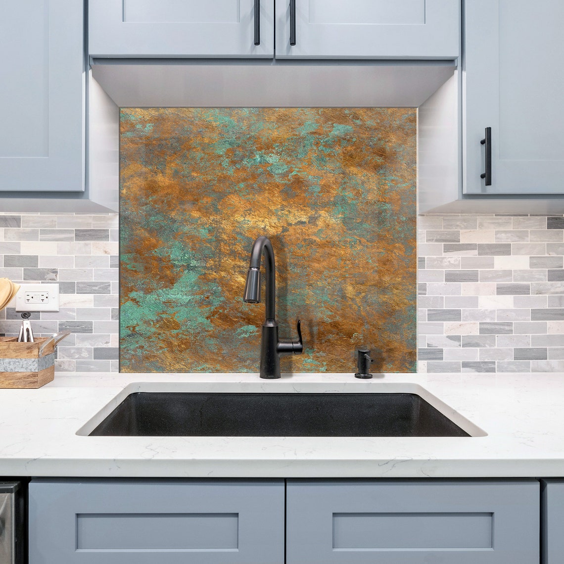 Copper Marble Glass Kitchen Splashback – Heat Resistant, Toughened ...
