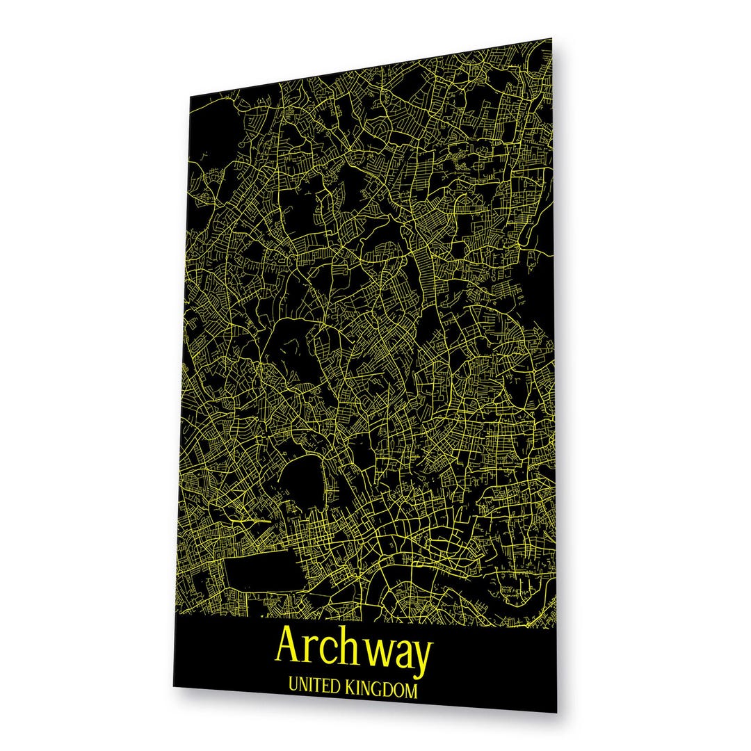 Archway Map Street Black Yellow Glass Wall Art, HD Digital Print on ...