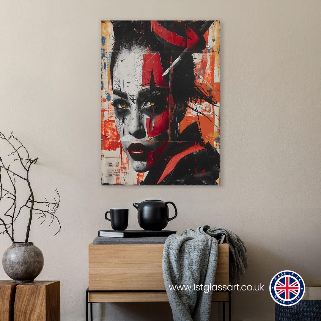 Graffiti Clown Woman Glass Wall Art, HD Digital Print on Glass Poster ...