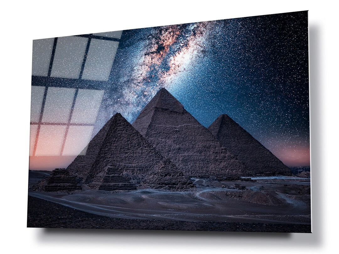 The Pyramids of Giza by Night, Egypt Glass Wall Art, HD Digital Print ...