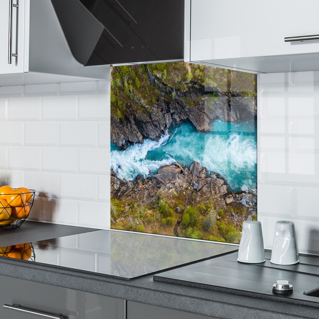 River Stream Kitchen Glass Splashback Heat Resistant 6mm Toughened ...