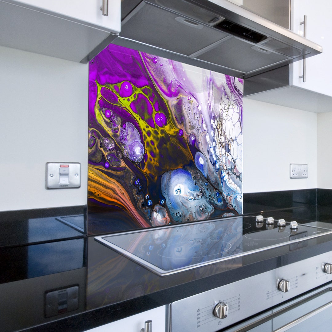 Abstract Design Kitchen Glass Splashback - Heat Resistant 6mm Toughened ...