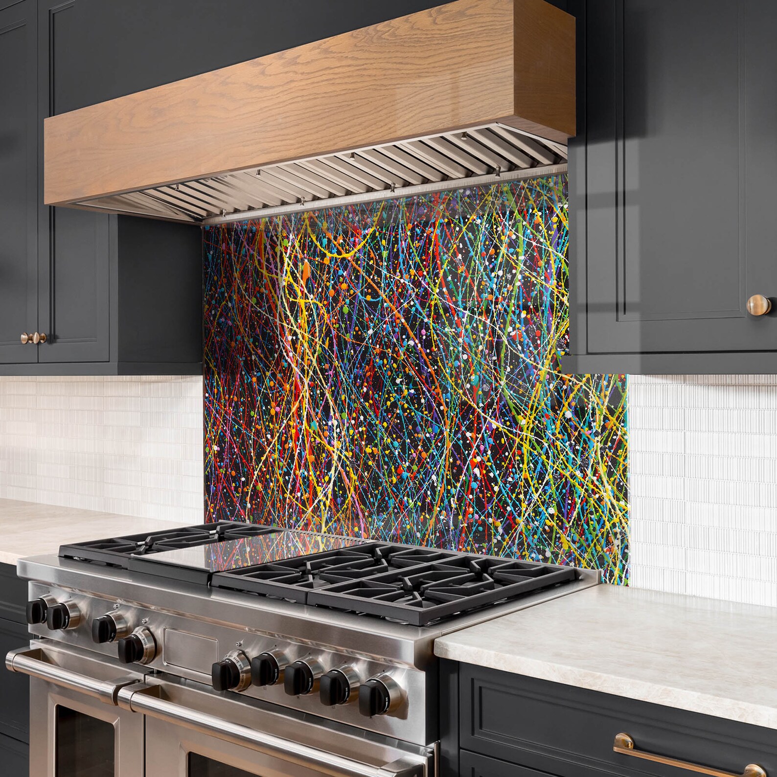Multicolour Abstract Splashback Heat Resistant 6mm Toughened Glass ...