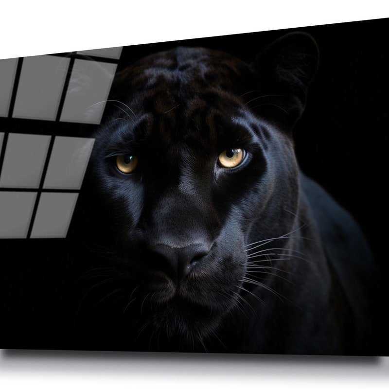 Glass Wall Art Panther - Etsy UK