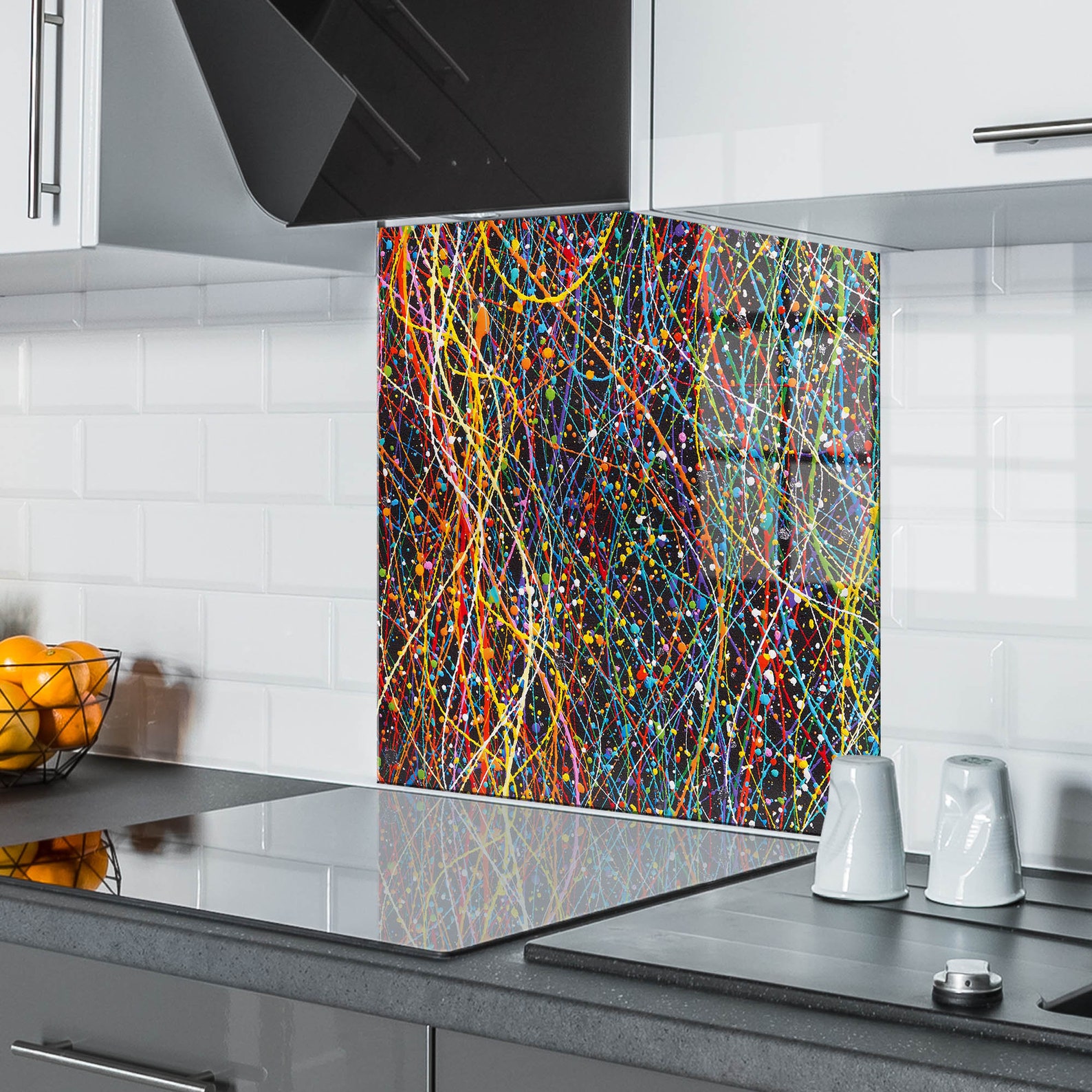 Multicolour Abstract Splashback Heat Resistant 6mm Toughened Glass ...