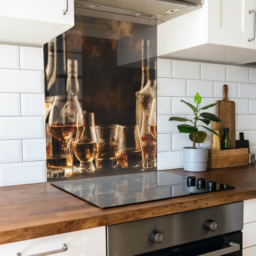 Alcohol Kitchen Glass Splashback Heat Resistant 6mm Toughened Glass ...