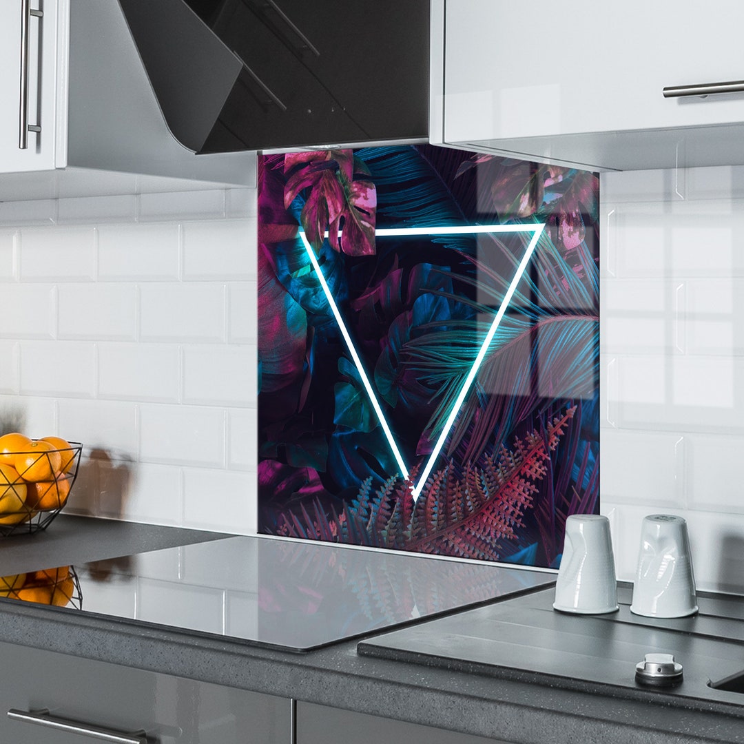 Abstract Neon Glass Kitchen Glass Splashback Heat Resistant 6mm ...
