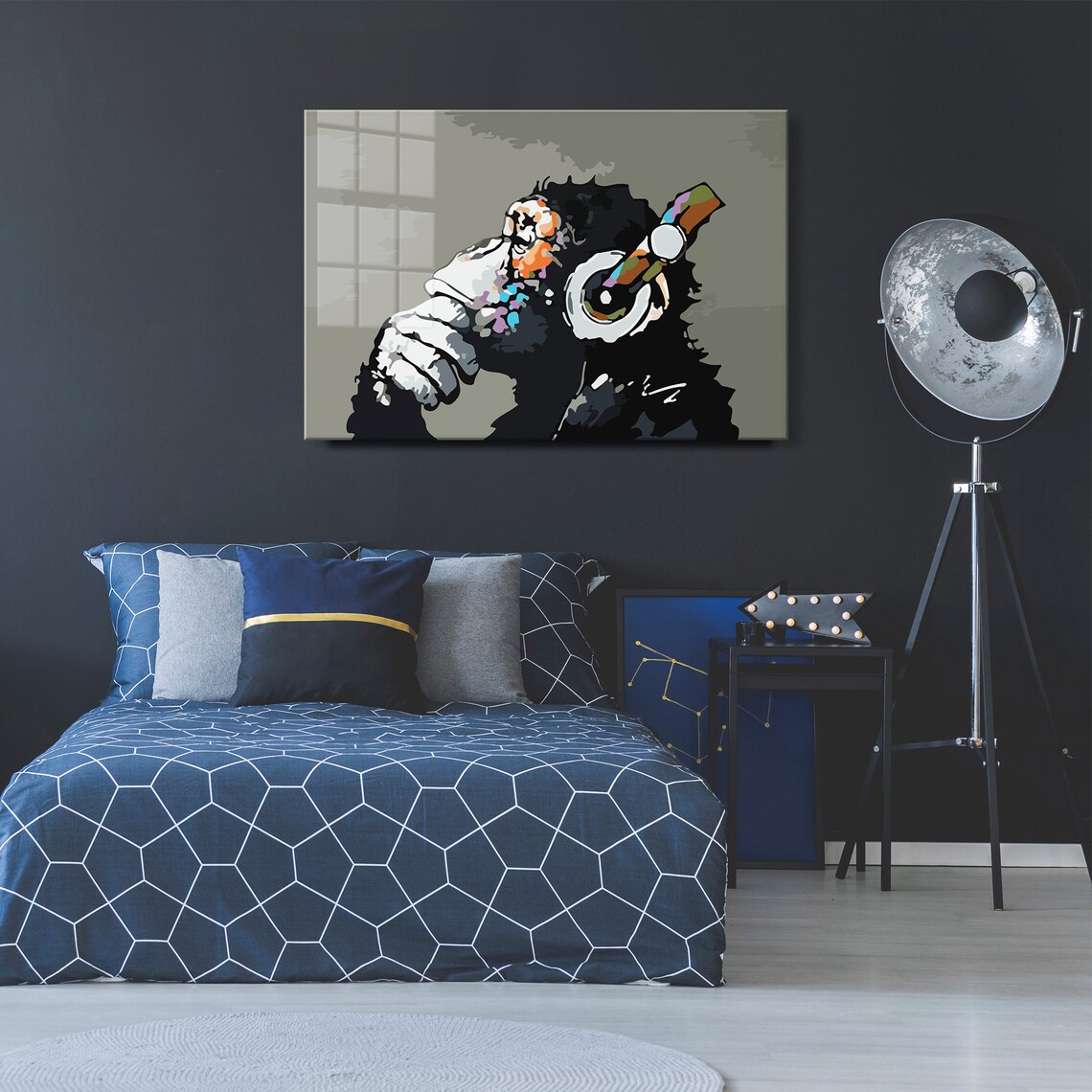 Graffiti Chimp Glass Wall Art, HD Digital Print on Glass Poster Wall ...