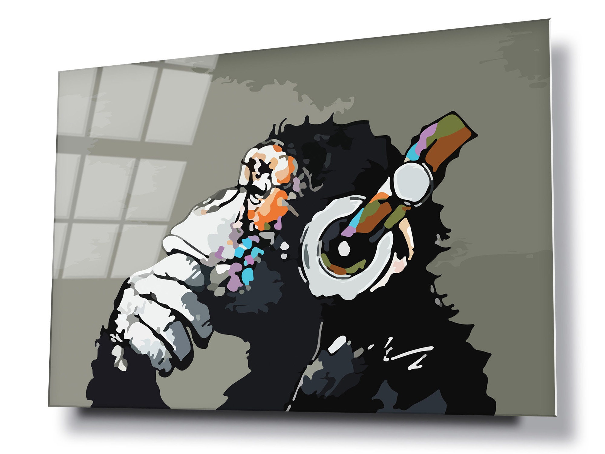Graffiti Chimp Glass Wall Art, HD Digital Print on Glass Poster Wall ...