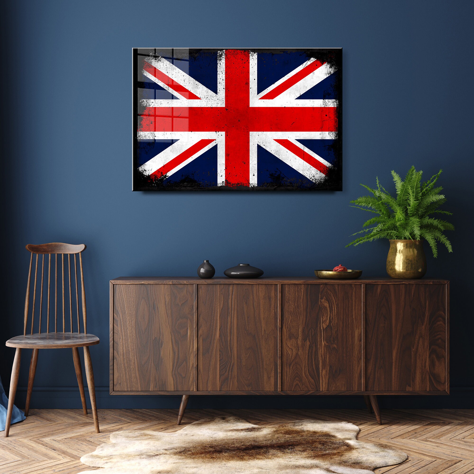 Distressed Union Jack Flag Glass Wall Art HD Digital Print on - Etsy
