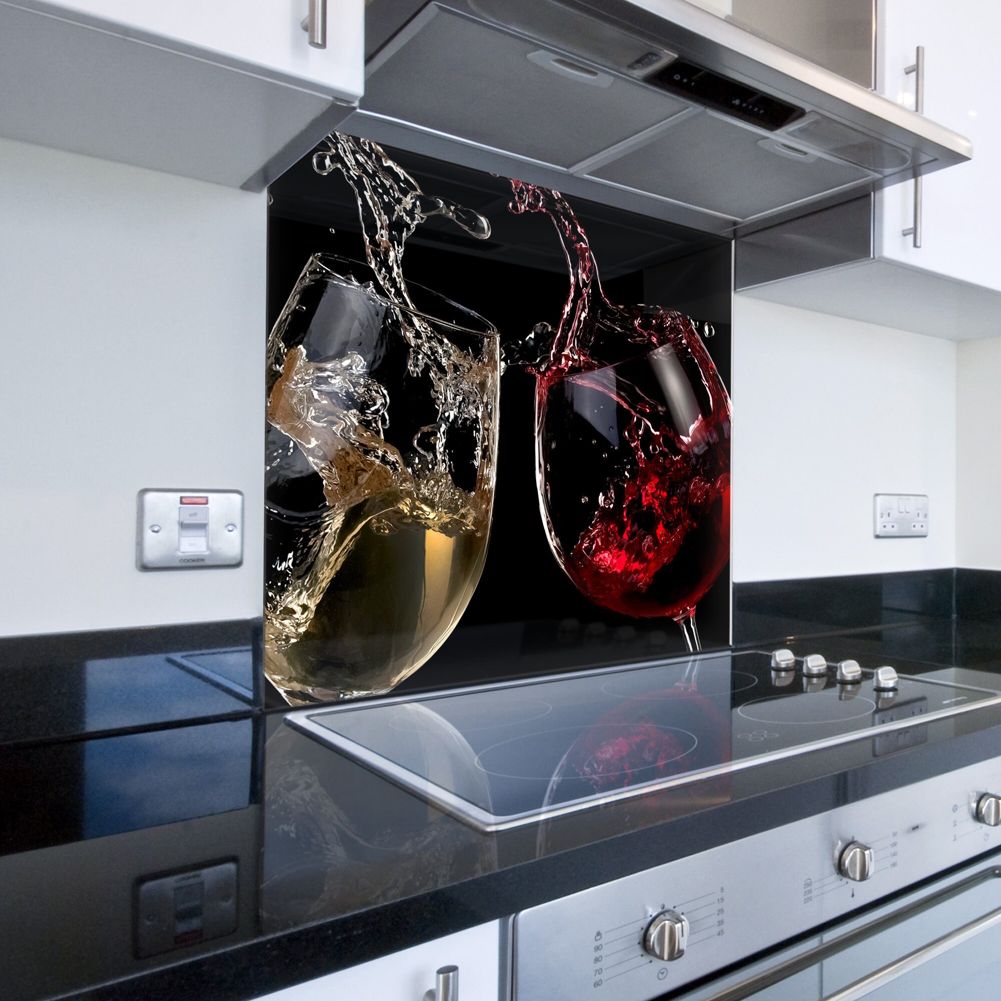 Red and White Wine Splash Kitchen Glass Splashback Heat - Etsy UK
