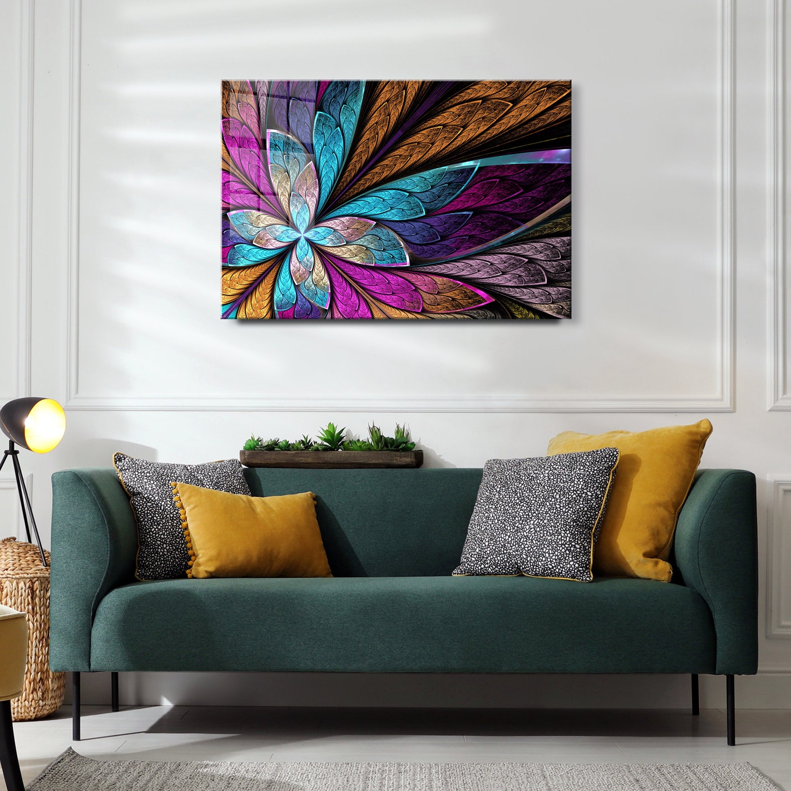 Floral Stained Glass Effect Glass Wall Art – Home Decor - Etsy
