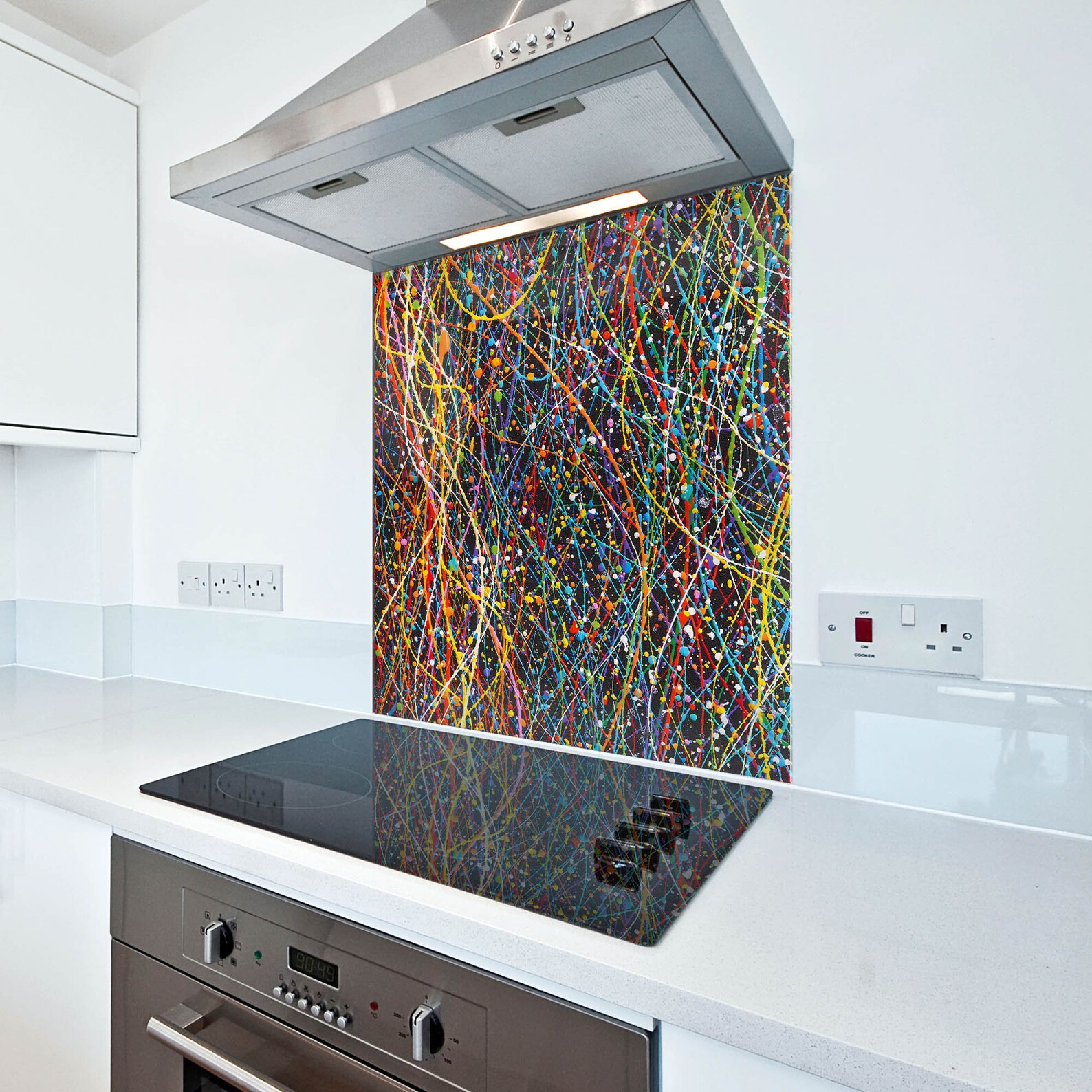 Multicolour Abstract Splashback Heat Resistant 6mm Toughened Glass ...