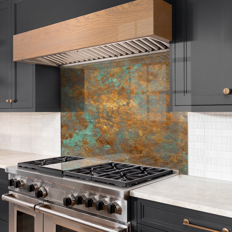 Copper Marble Glass Kitchen Splashback – Heat Resistant, Toughened ...