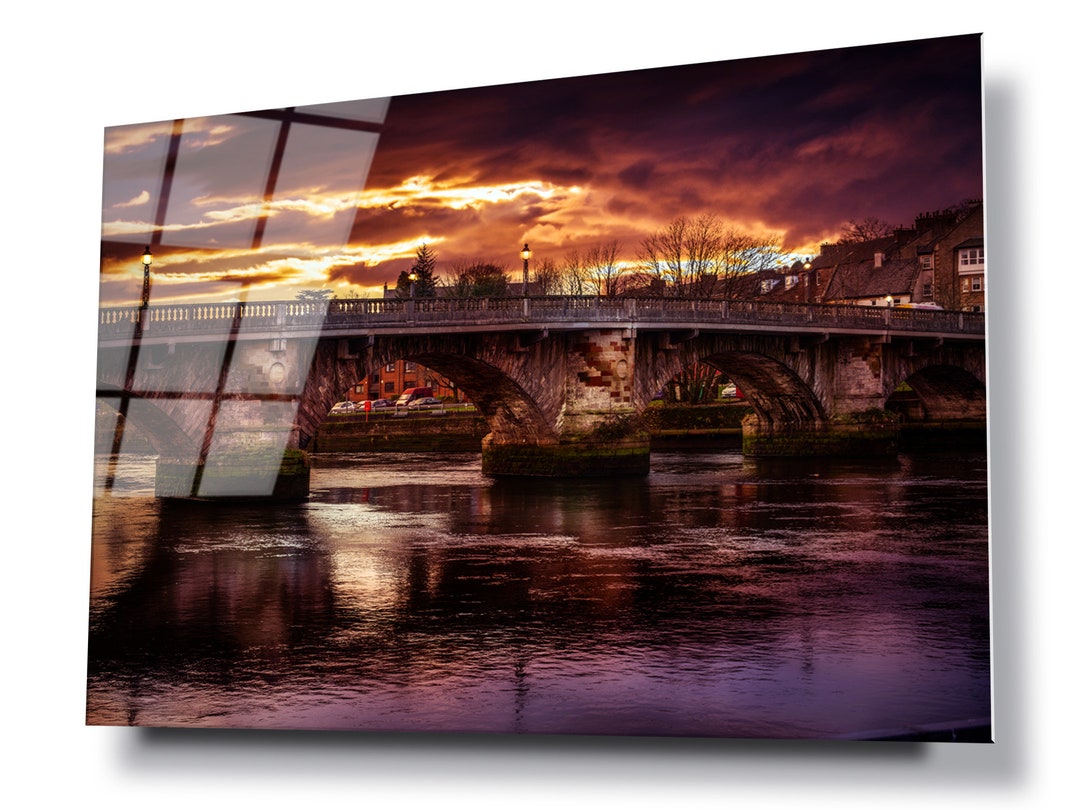 Old Dumbarton Bridge Sunset Glass Wall Art, HD Digital Print on Glass ...