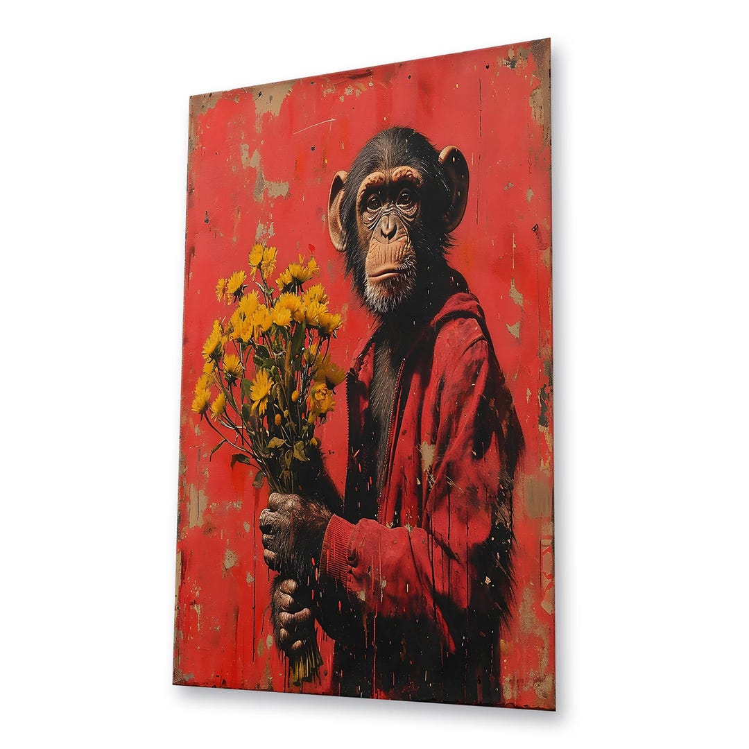 Graffiti Style Fancy Chimp Glass Wall Art, HD Digital Print on Glass ...