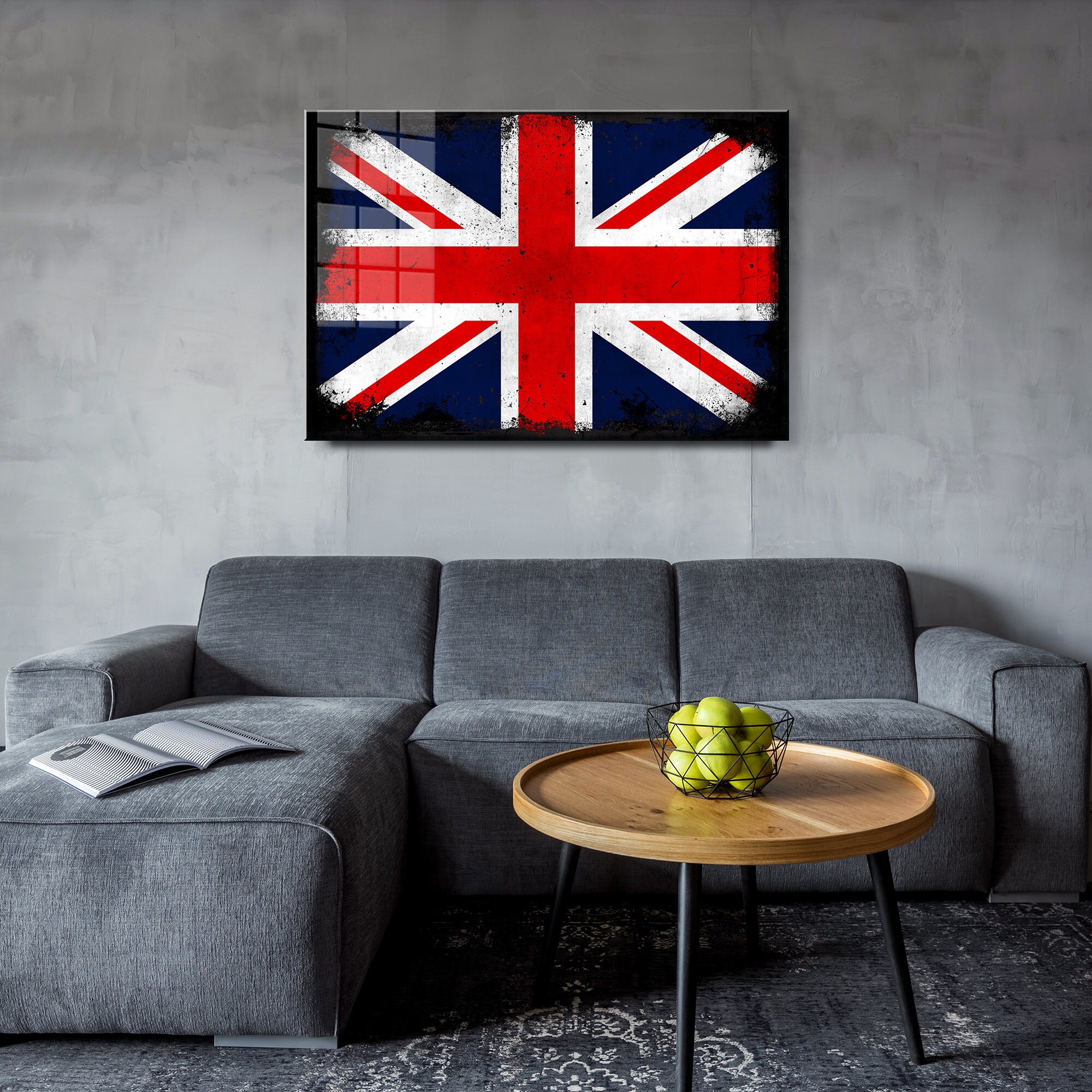Distressed Union Jack Flag Glass Wall Art HD Digital Print on - Etsy