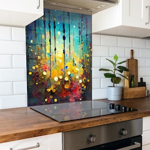 Abstract Oil Painting Kitchen Glass Splashback - Heat Resistant 6mm ...