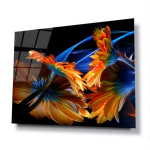 Neon Flowers Kitchen Glass Splashback - Heat Resistant 6mm Toughened ...