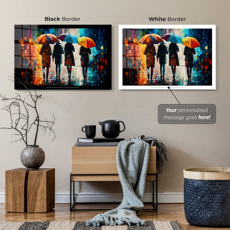 Stained Glass Effect Art, Colorful Leaves Print on Glass, Modern Wall ...