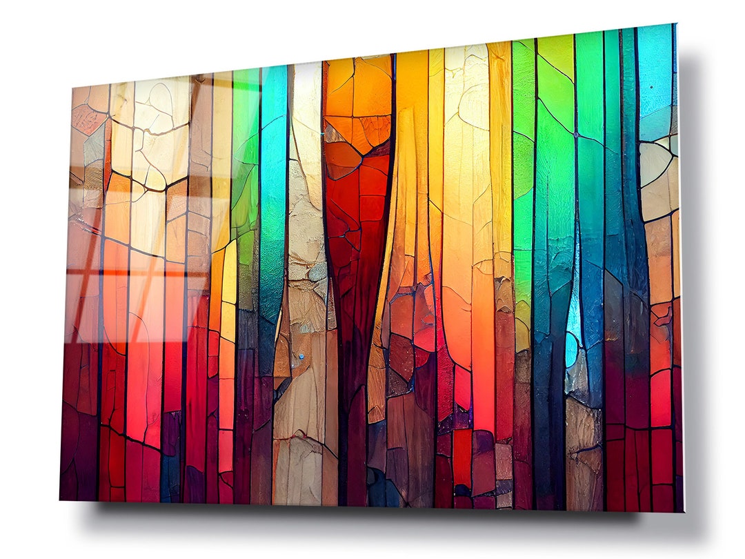 Colourful Stained Glass Wall Art HD Digital Print on Glass - Etsy
