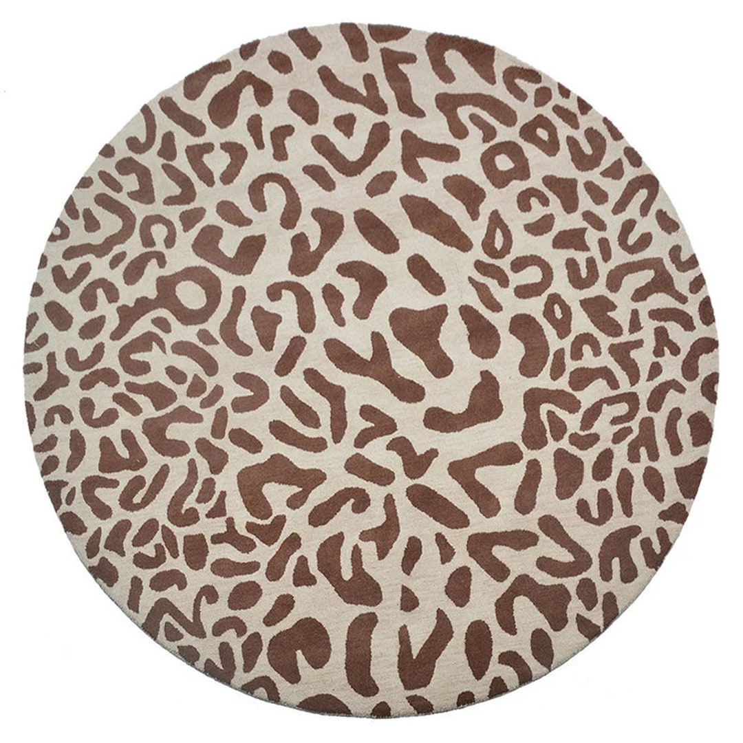 8ft Round Leopard Rug Hand Tufted Wool Rug 9ft Area Rug Livingroom Rug ...