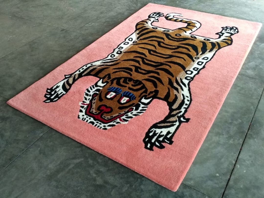 HAND TUFTED CARPET Tibetan Tiger Wool Carpet, Lion Skin Carpet, Lion ...
