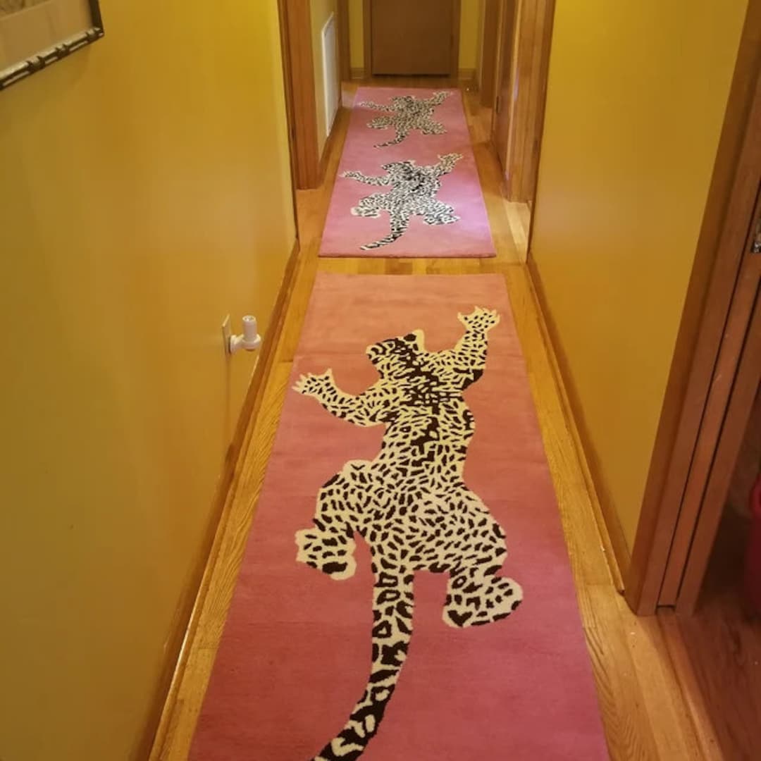 Leopard Runner Rug Modern Hand Tufted Rug 100% Wool Rug Leopard Rugs ...