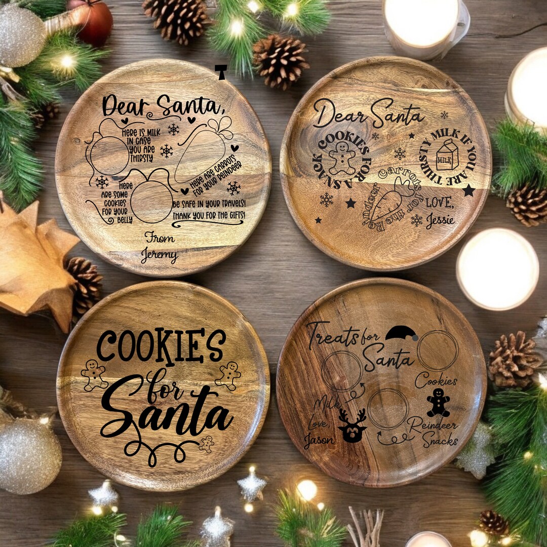 Cookies for Santa Wooden Plates Fun Plates Plate for Milk & Cookies ...