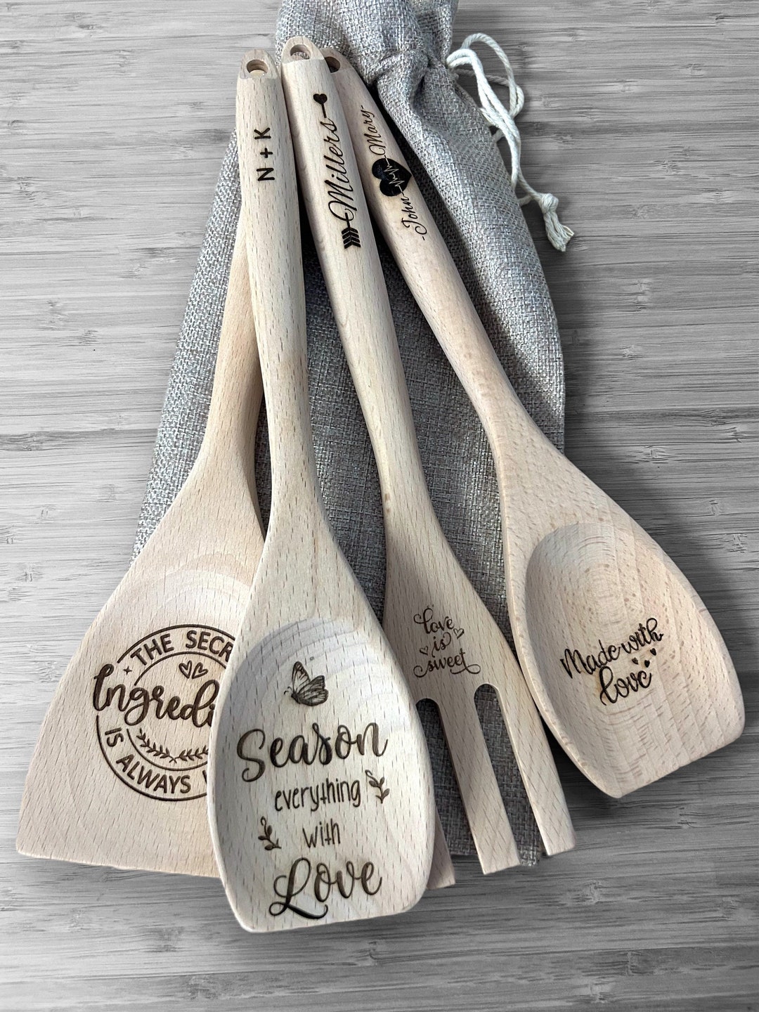 Personalized Wooden Utensils, Anniversary Gifts, Housewarming Gifts ...
