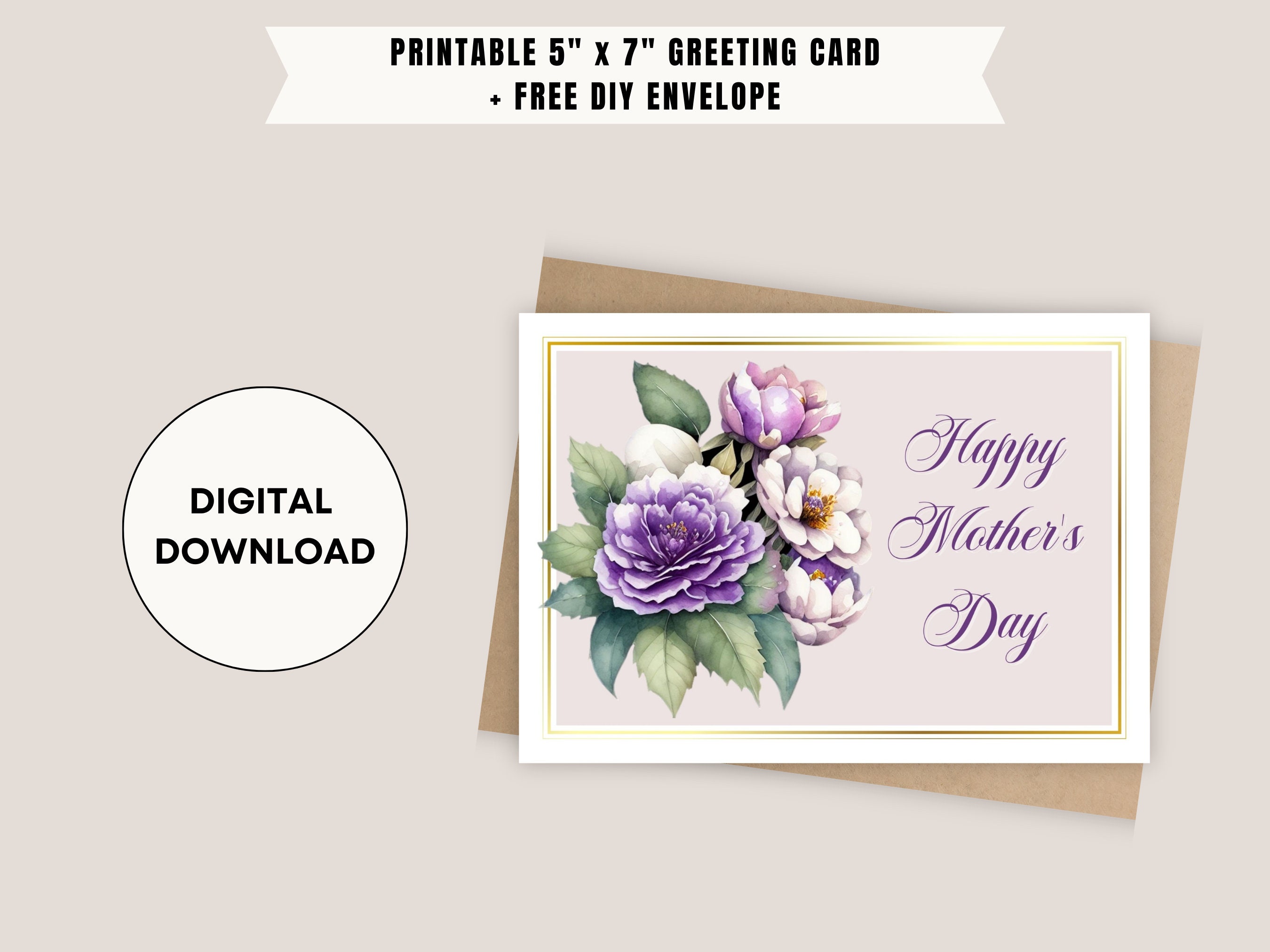 Happy Mothers Day Printable Card Digital Mothers Day Card Instant ...