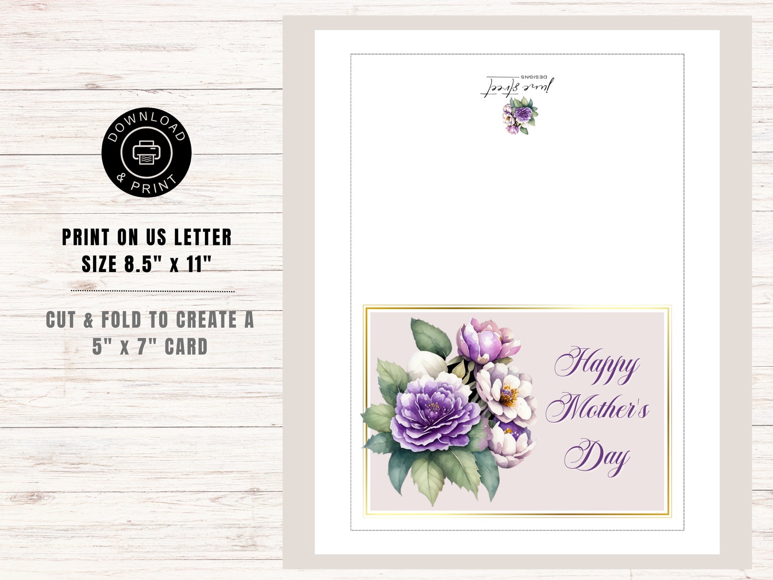 Happy Mothers Day Printable Card Digital Mothers Day Card Instant ...