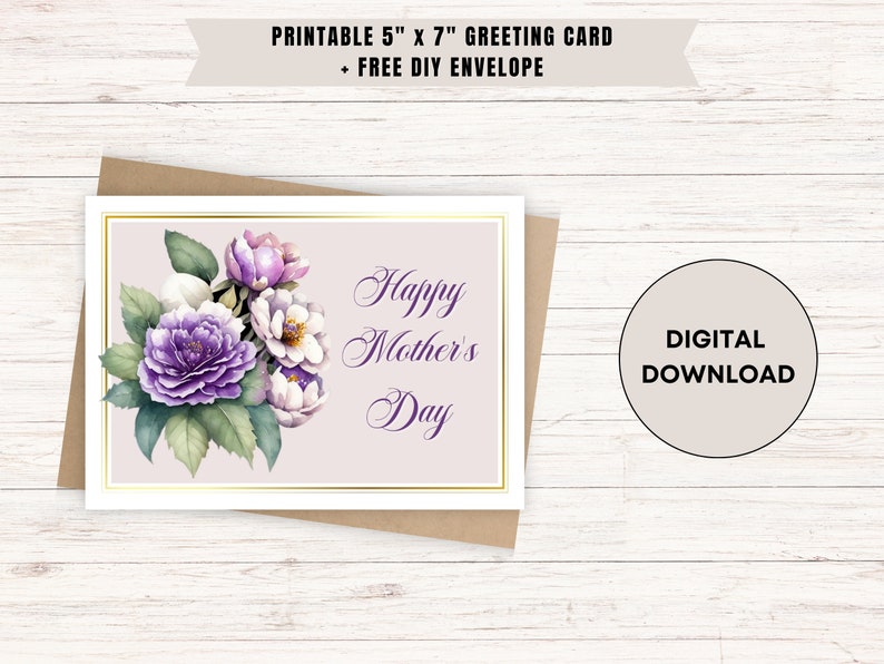 Happy Mothers Day Printable Card Digital Mothers Day Card Instant ...