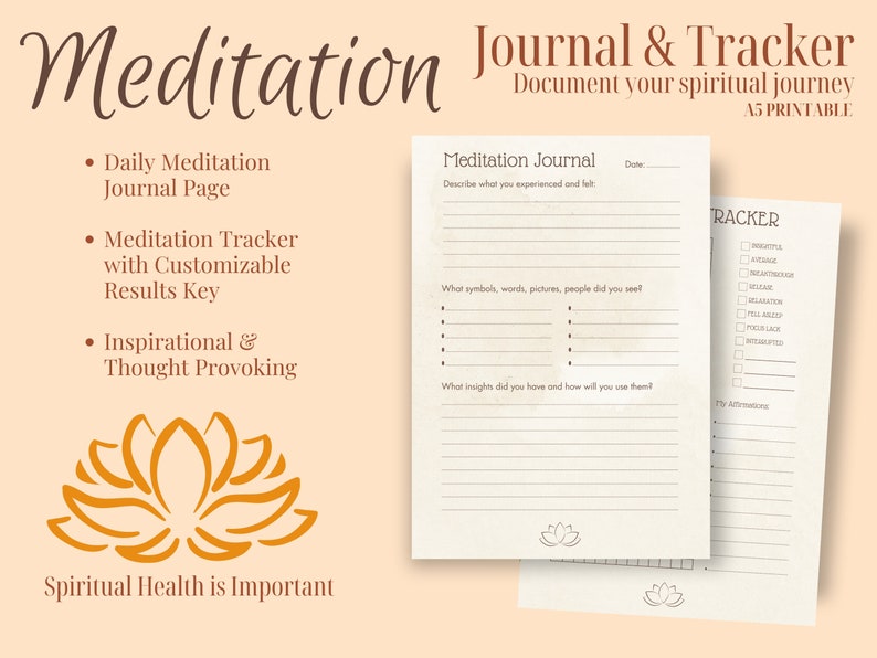 A5 Meditation Journal Page and Tracker ׀ PRINTABLE PDF - Etsy