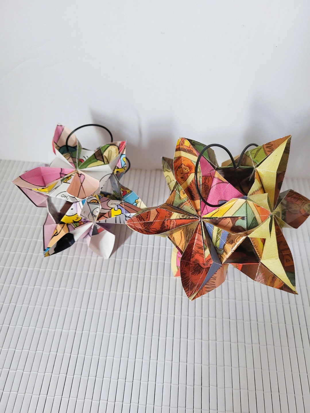 Diamond KUSUDAMA Ornament—comic Book Pages—origami Gift - Etsy