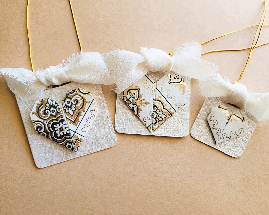 Hand Crafted ORIGAMI HEART Gift Tags With Chiffon Ribbon - Etsy